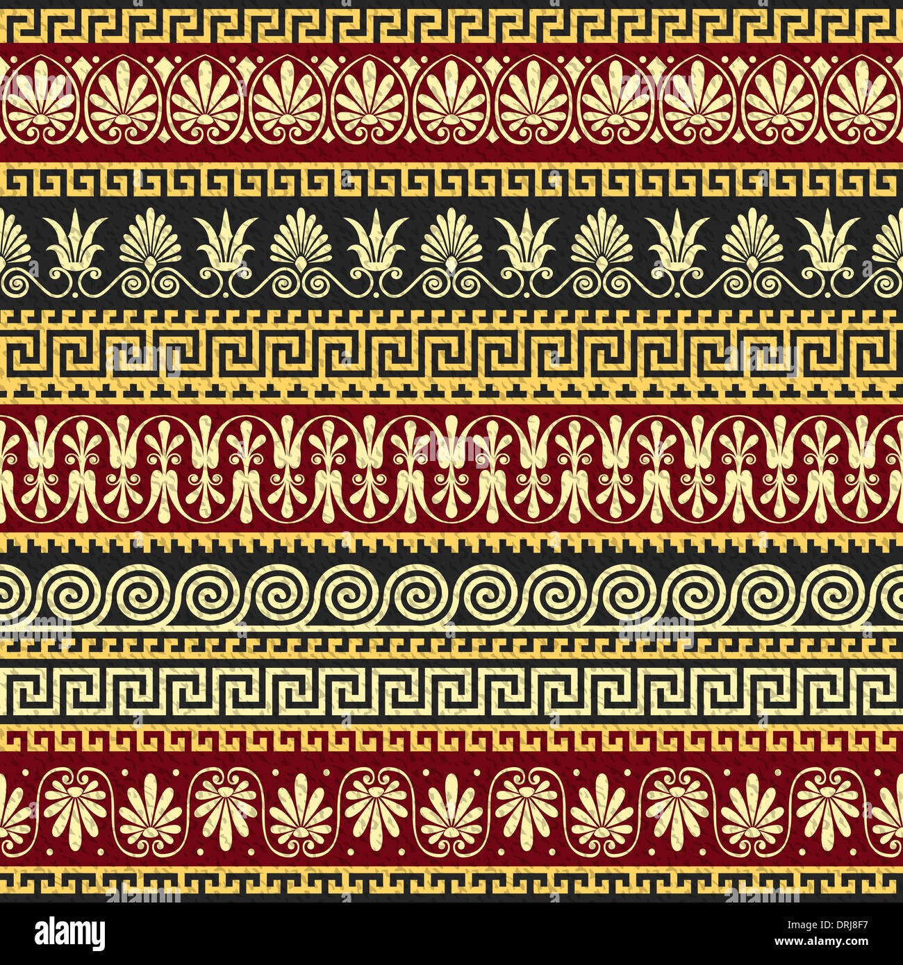seamless Traditional vintage golden square and round Greek ornament ...