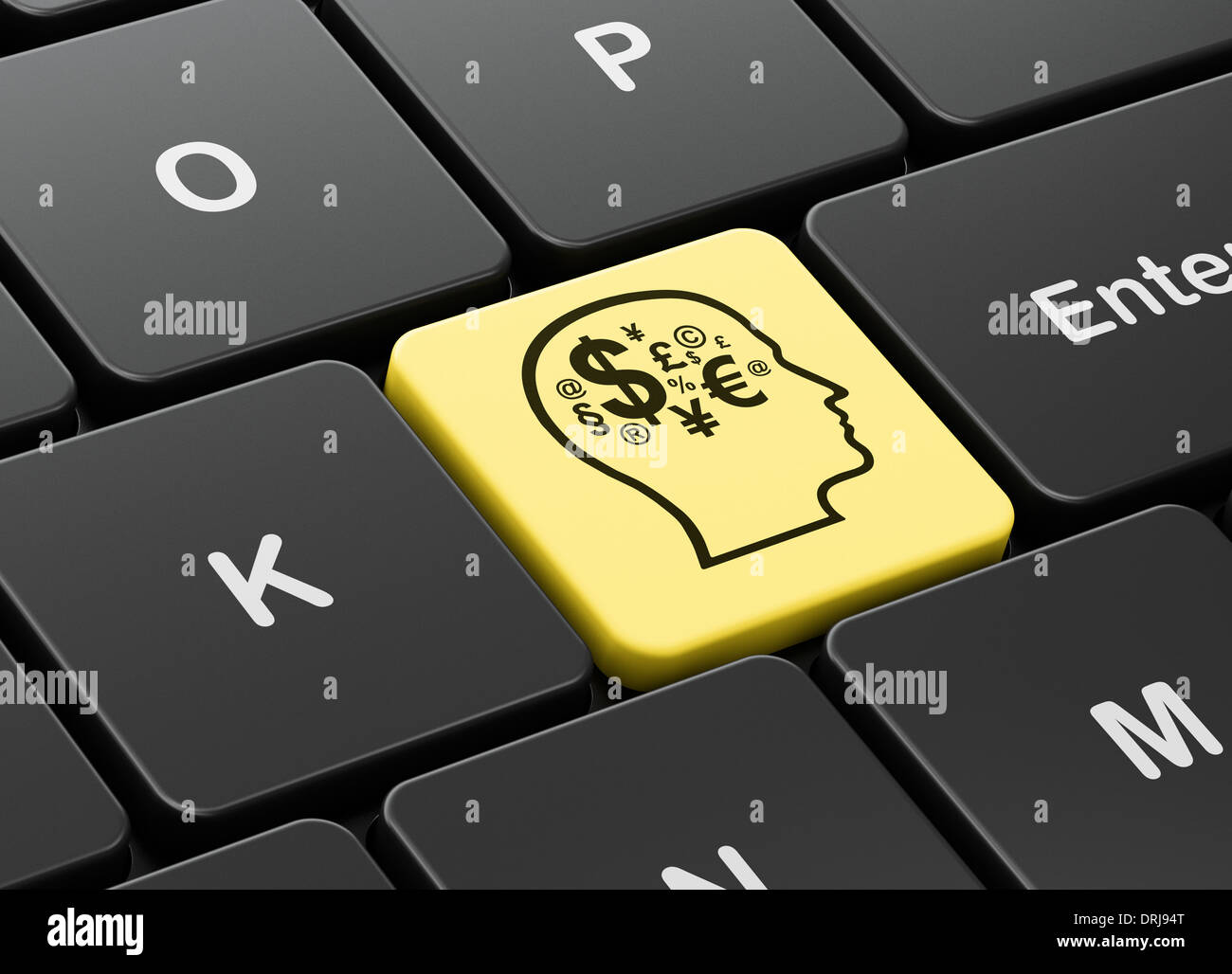 Advertising concept: Head With Finance Symbol on computer keyboard ...