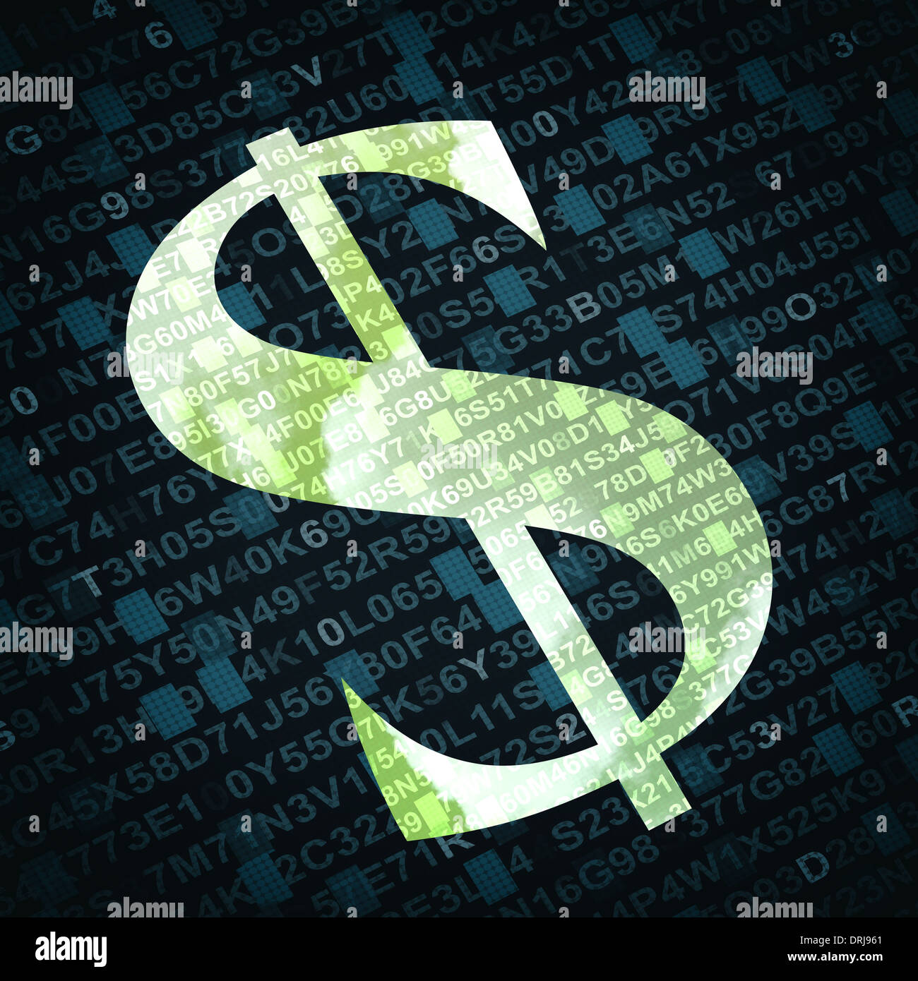 US dollar currency sign with numbers and letters on background Stock ...