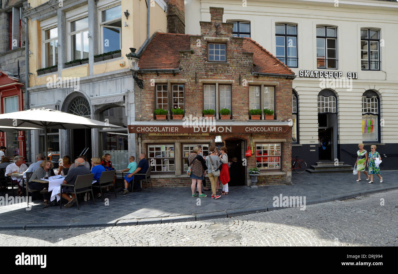 Chocolatier Dumon in tiny brick building, Old Town, UNESCO world ...
