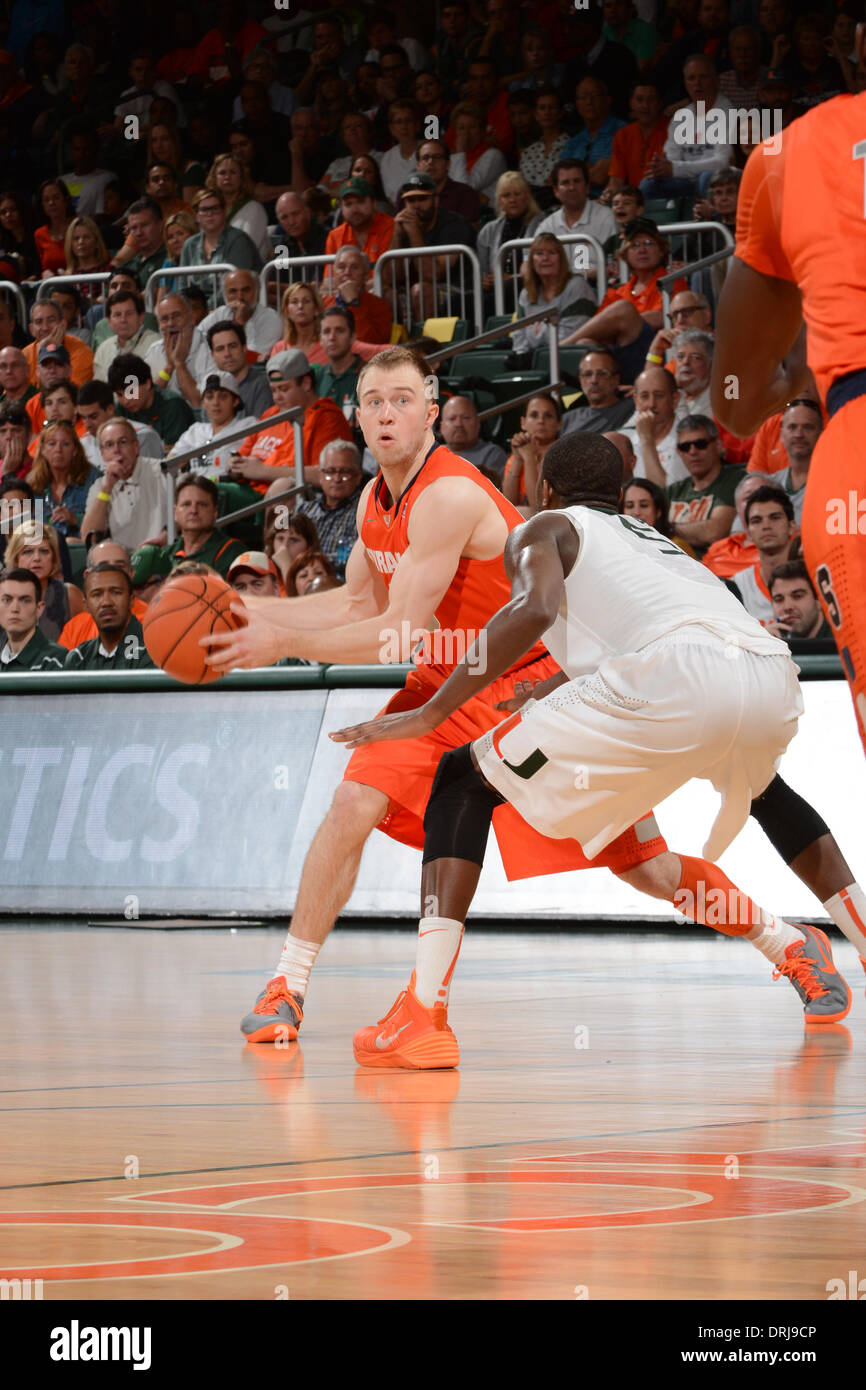 Coral Gables, Florida, USA. 25th Jan, 2014. Trevor Cooney #10 of ...