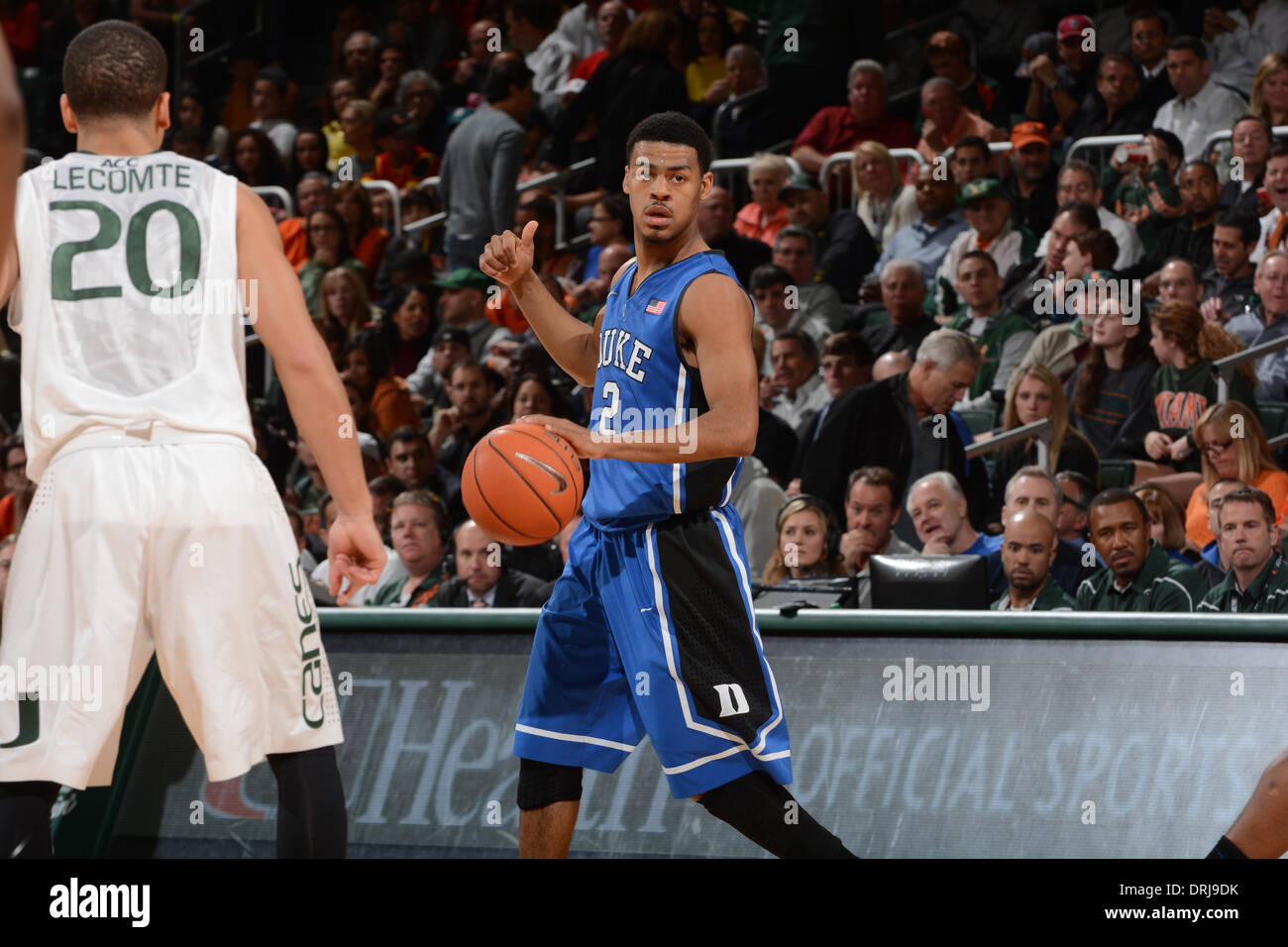 Coral Gables, Florida, USA. 22nd Jan, 2014. Quinn Cook #2 of Duke in ...