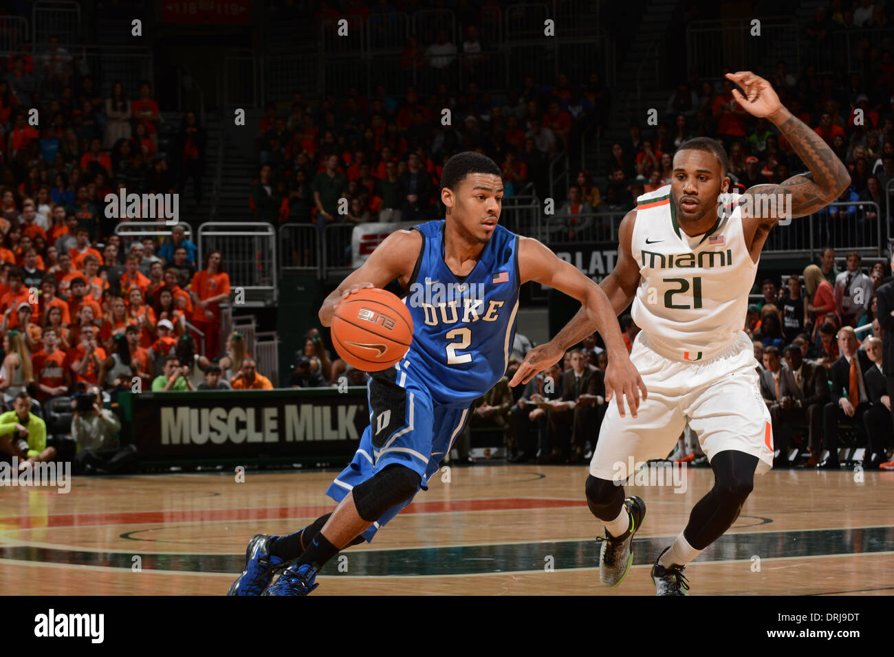 Coral Gables, Florida, USA. 22nd Jan, 2014. Quinn Cook #2 of Duke in ...