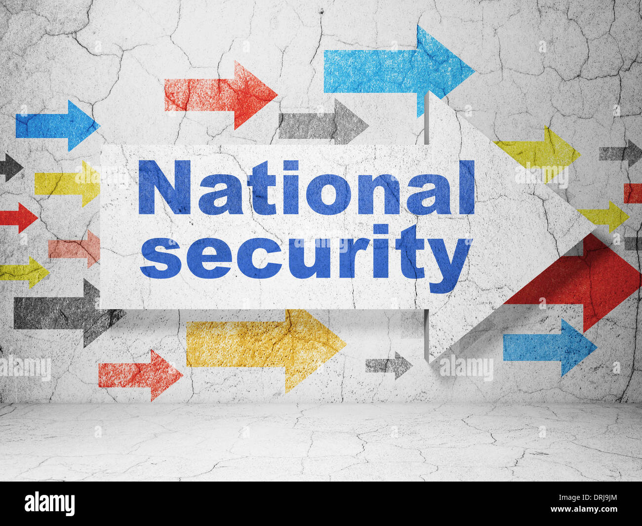 Privacy concept: arrow with National Security on grunge wall background ...