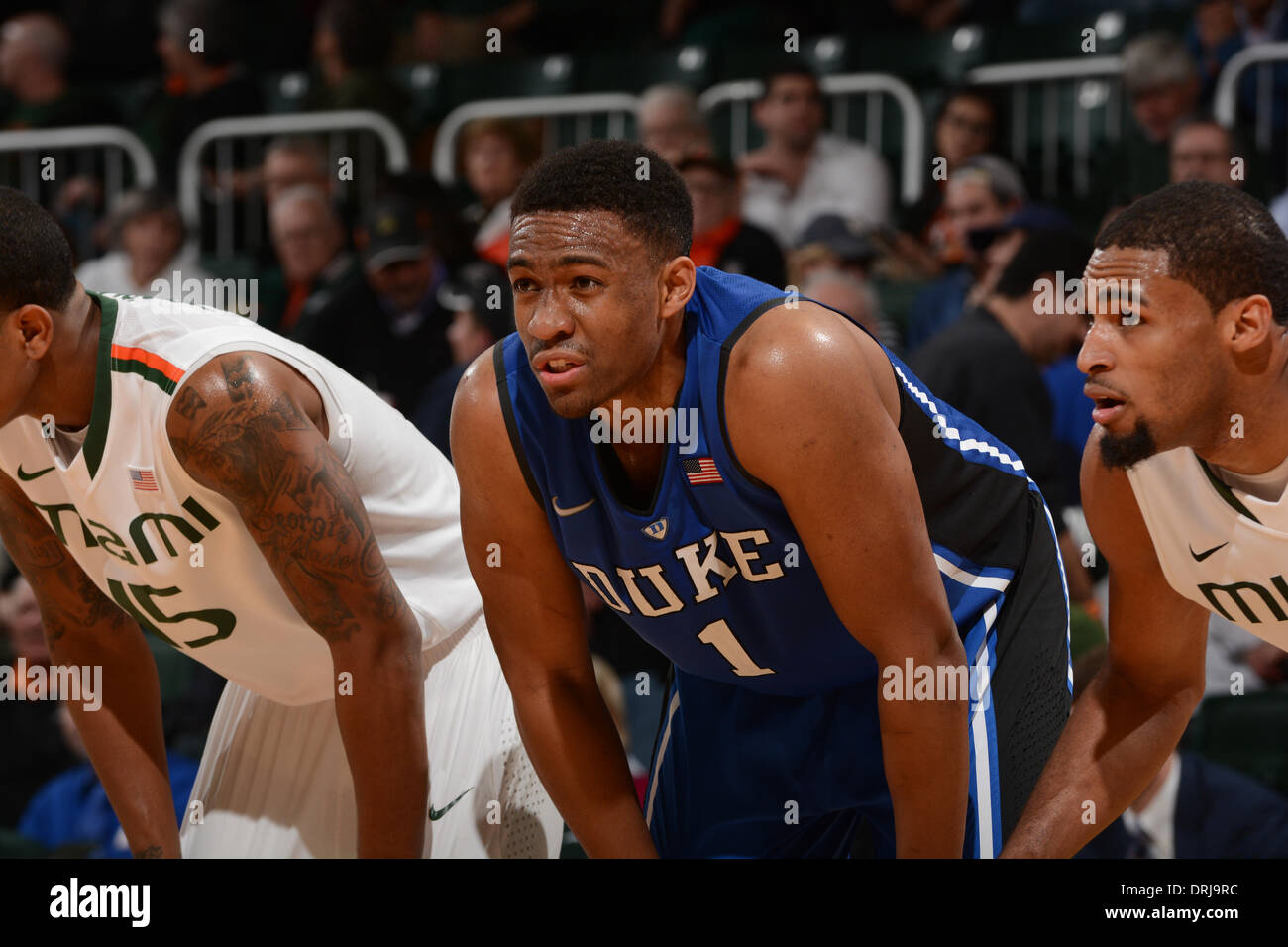 Coral Gables, Florida, USA. 22nd Jan, 2014. Jabari Parker #1 of Duke in ...