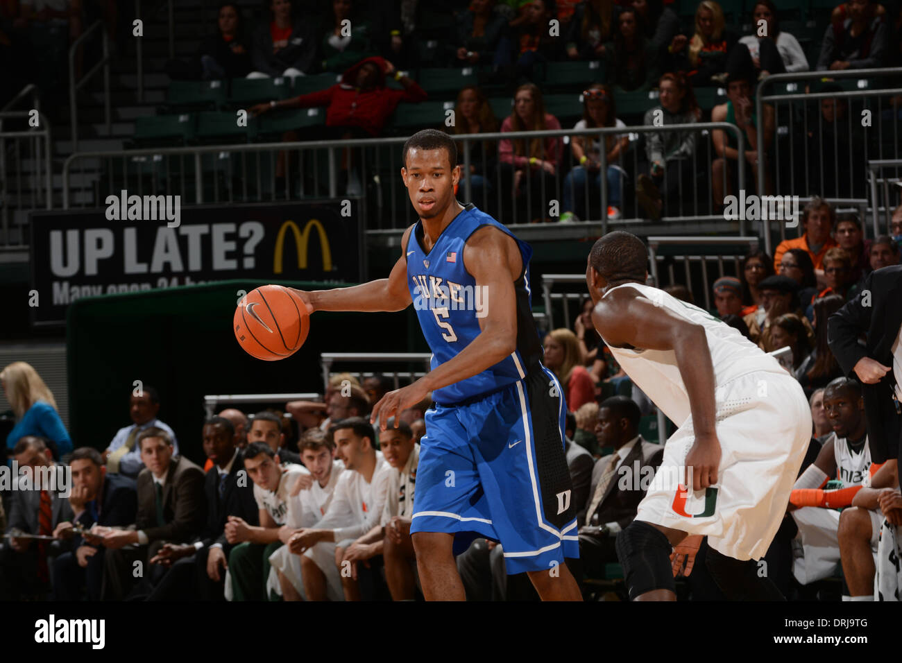 Coral Gables, Florida, USA. 22nd Jan, 2014. Rodney Hood #5 of Duke in ...