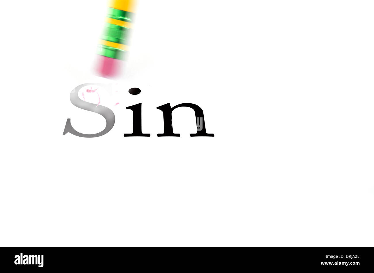 Person using a pencil eraser to erase the sin from their life Stock ...