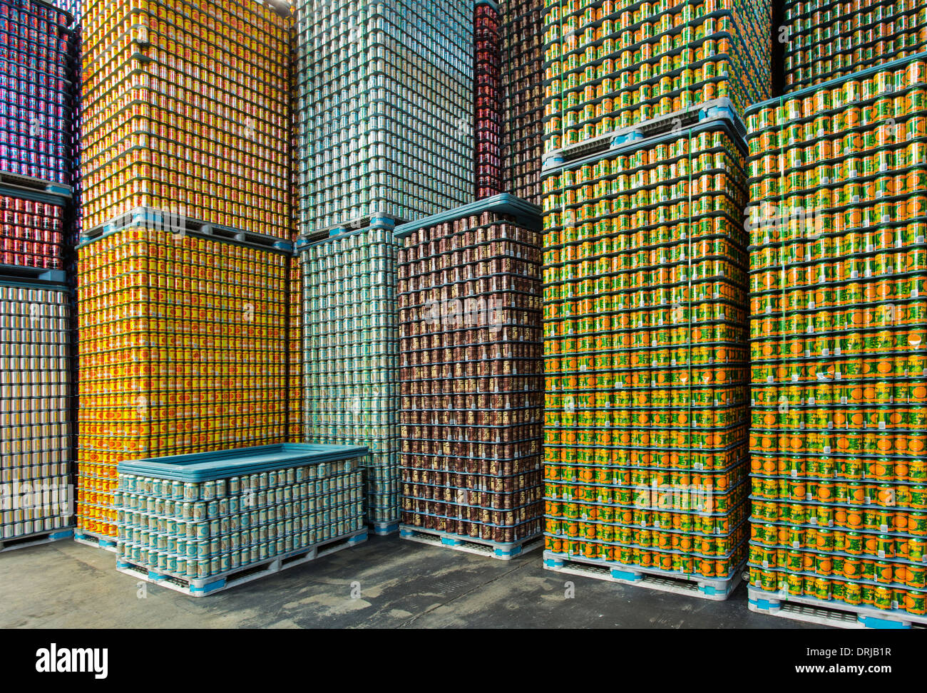 USA,Florida,Tampa,skids of beer in a warehouse, Cigar City Brewery ...