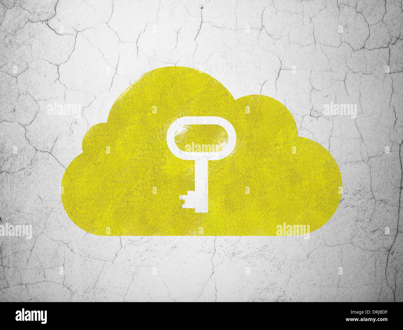 Cloud technology concept: Cloud With Key on wall background Stock Photo ...