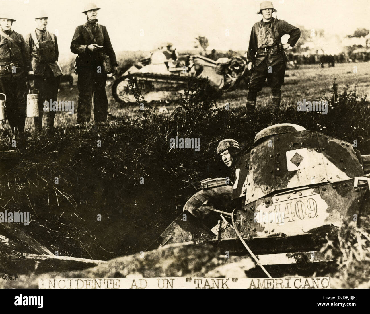 Incident with an American tank, western front, WW1 Stock Photo - Alamy