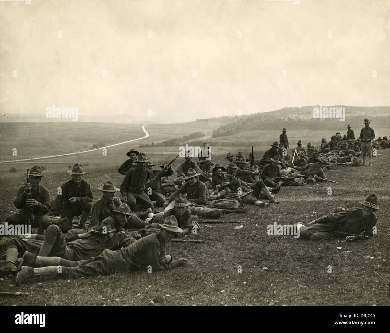 American troops on a training exercise, France, WW1 Stock Photo - Alamy