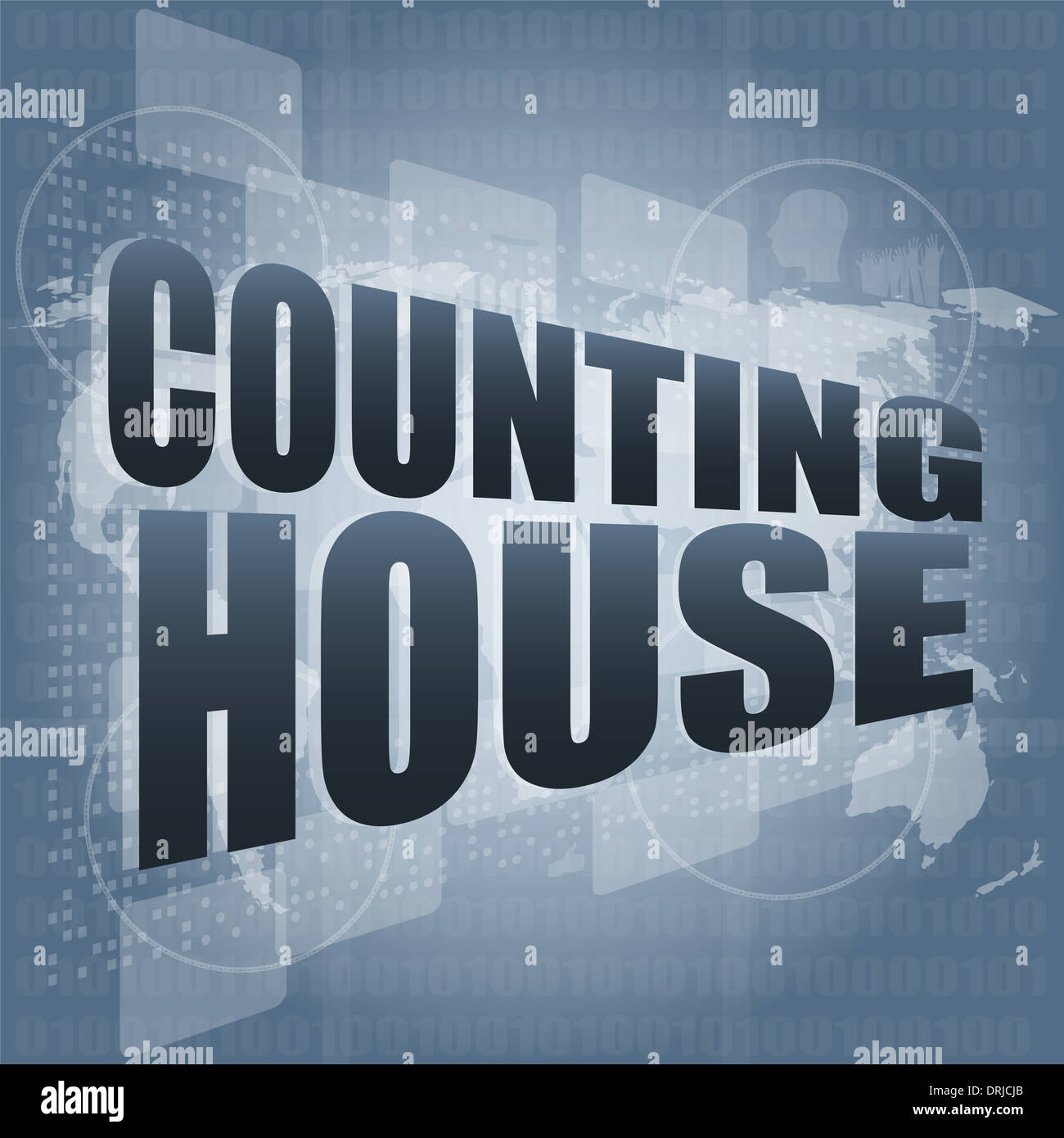counting house words on digital screen with world map Stock Photo - Alamy