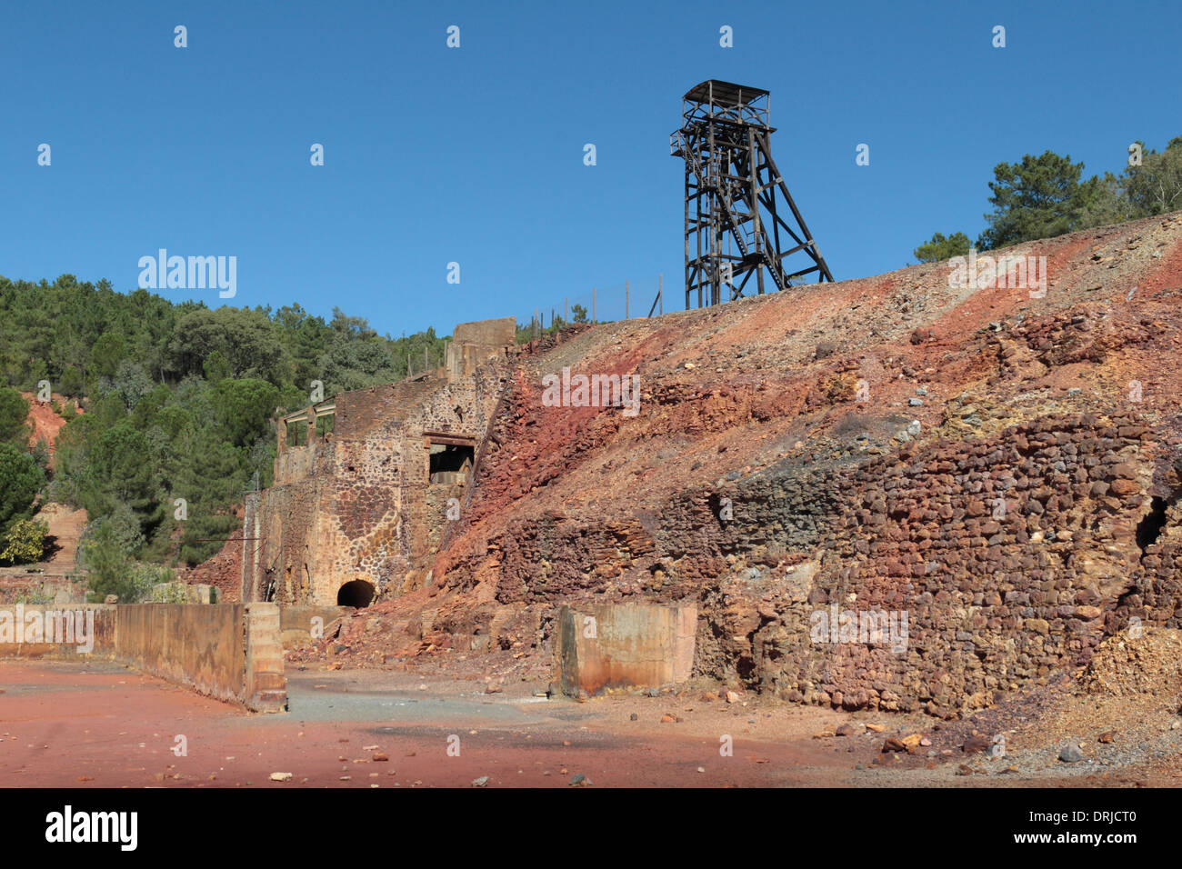 Mine shaft lift tower and part of the abandoned mine works, Rio Tinto ...