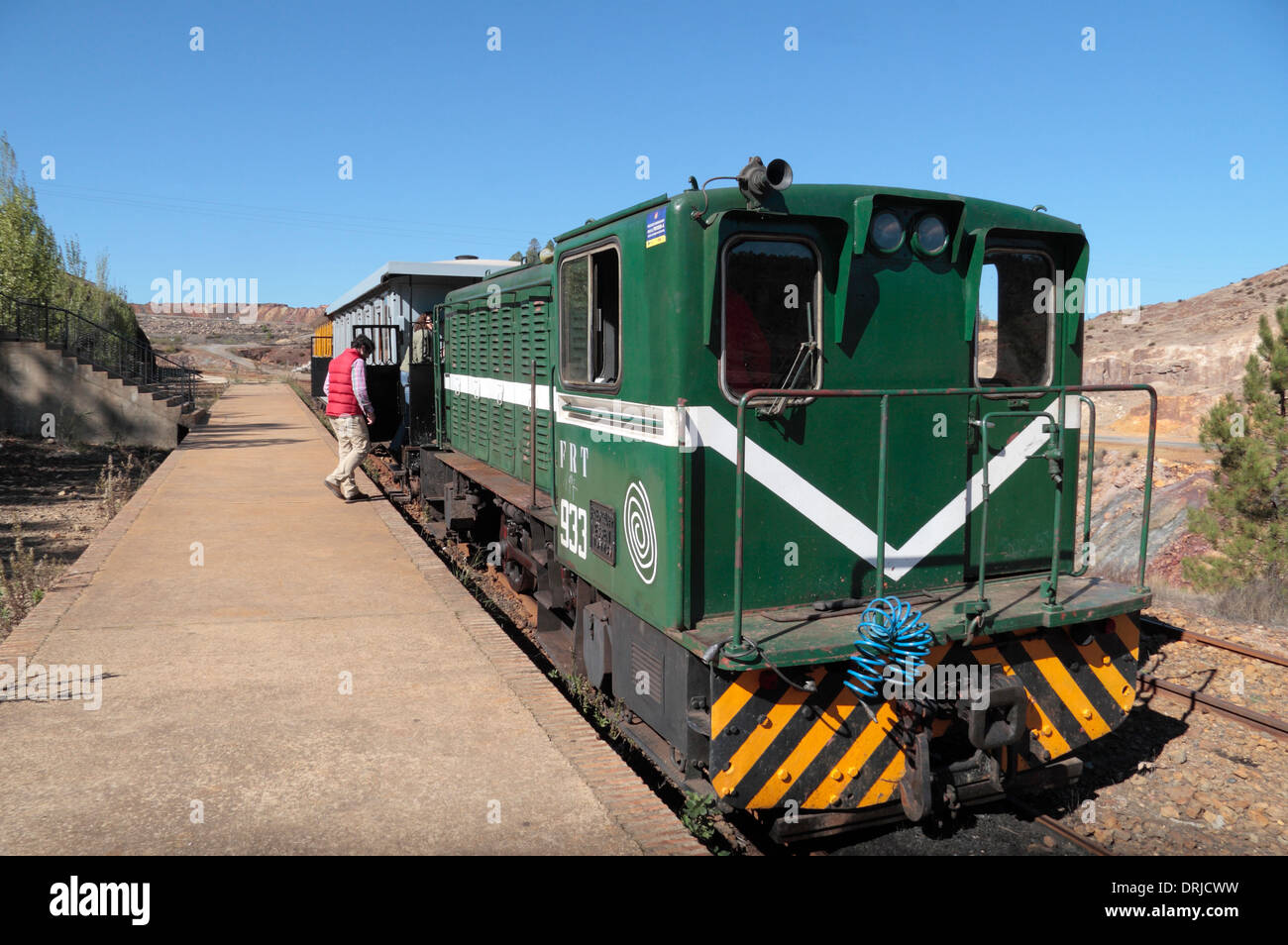 Boarding the locomotive of the mine railway in the Rio Tinto Mining ...