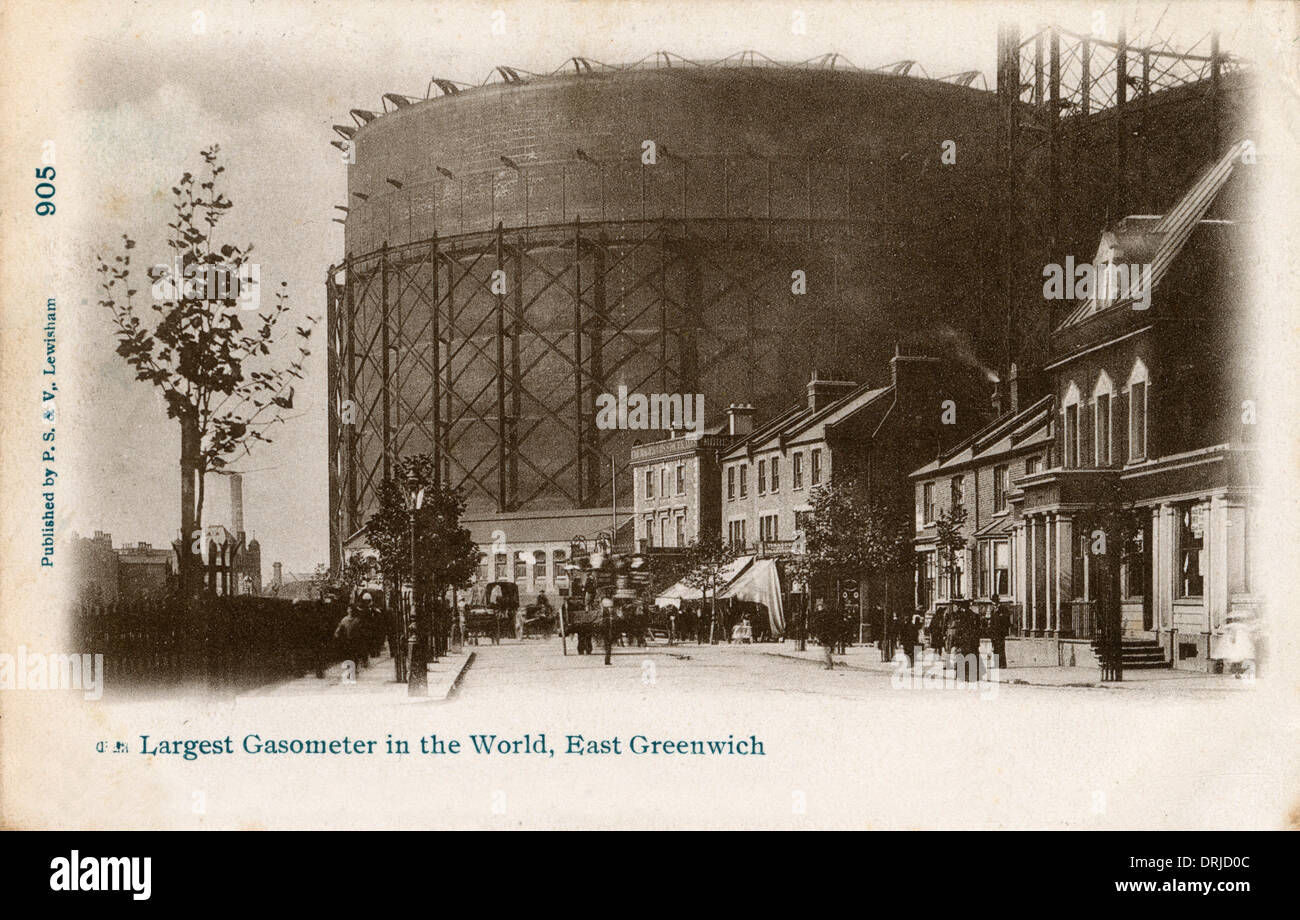 Largest Gasometer in the World - East Greenwich, London Stock Photo - Alamy