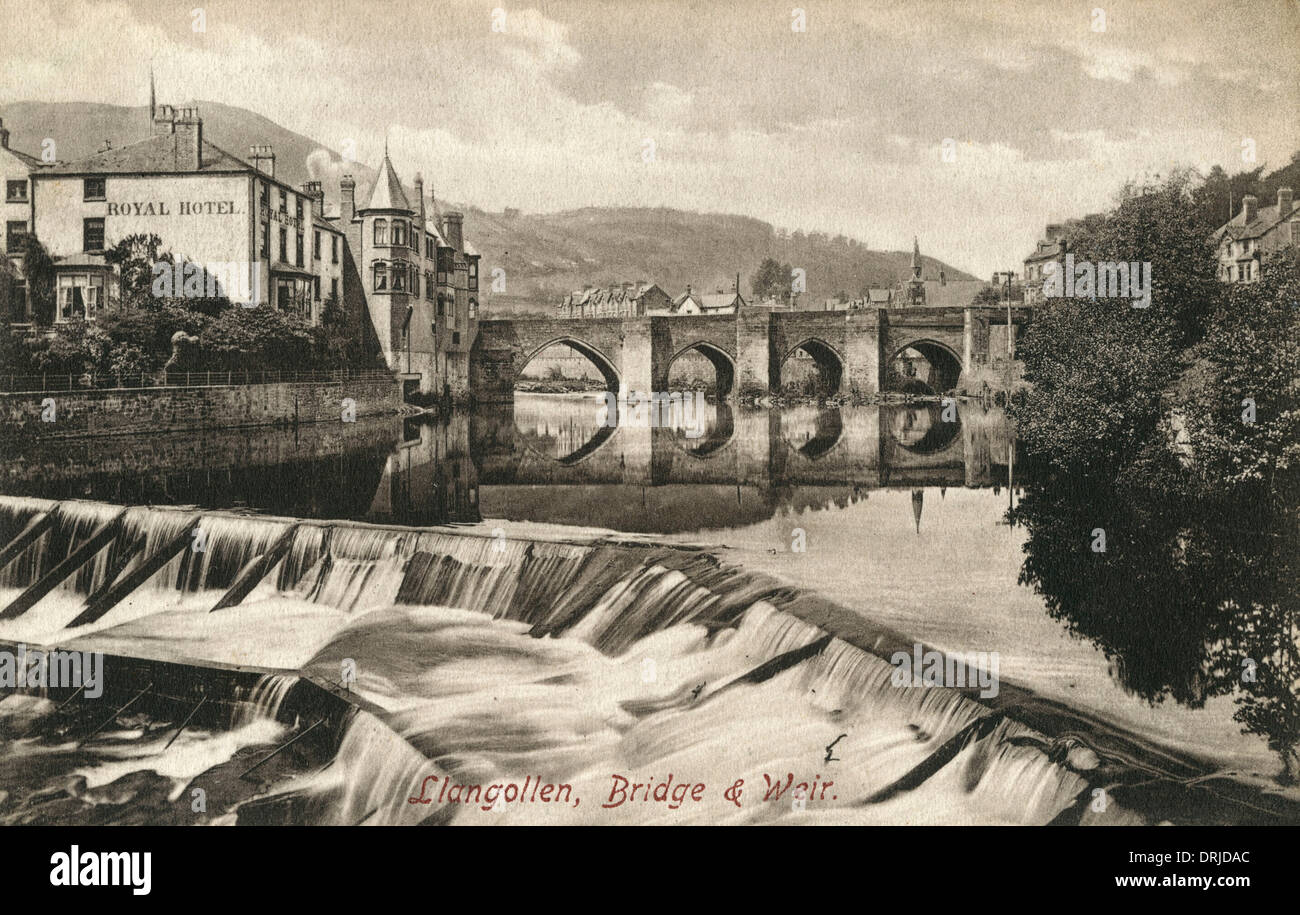 The Bridge and Weir - Llangollen, Wales Stock Photo - Alamy