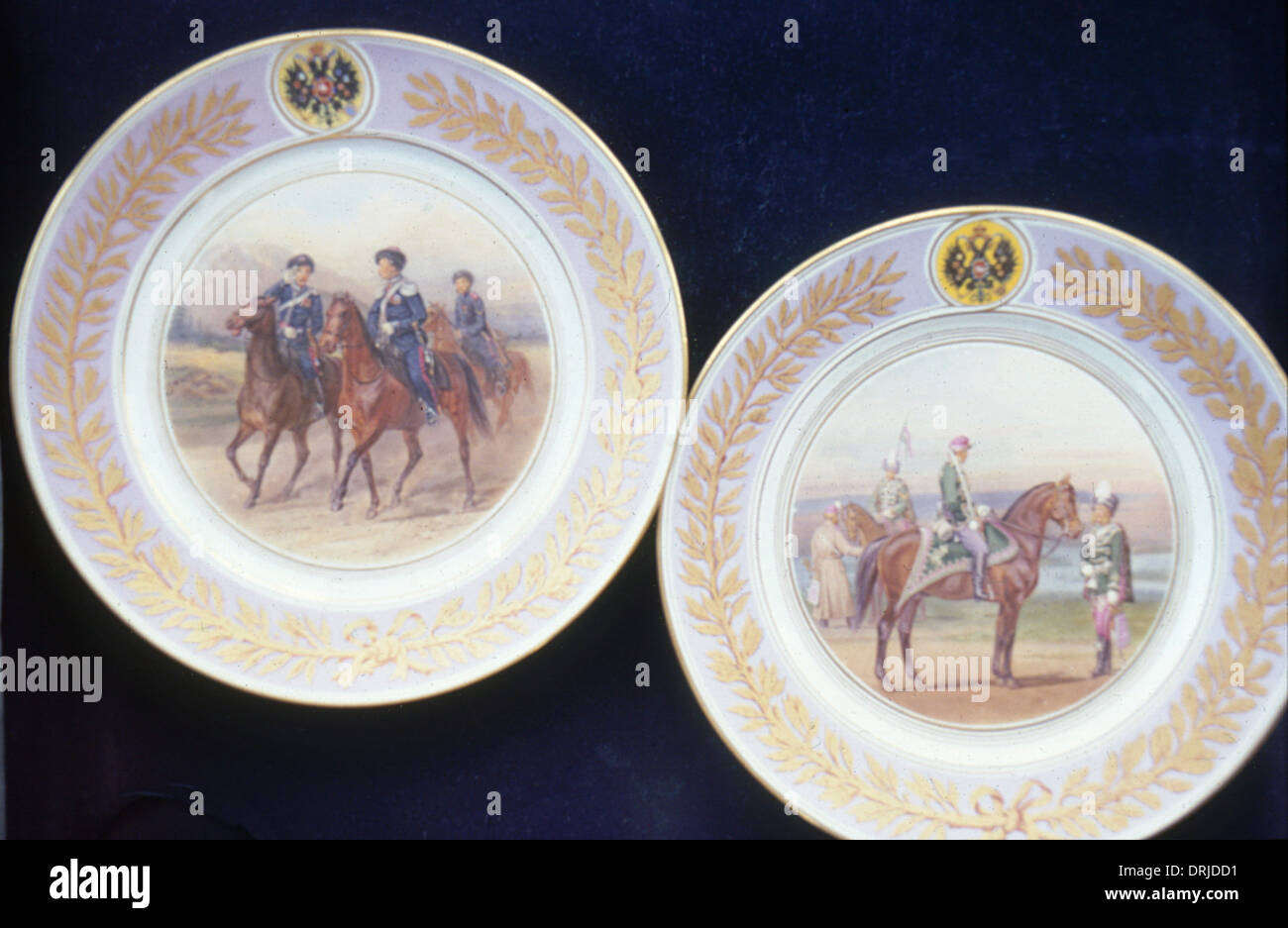 Two plates depicting soldiers on horseback, Russia Stock Photo - Alamy