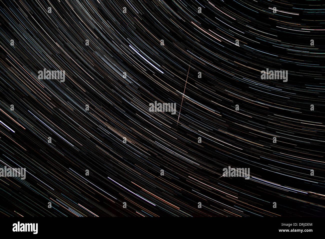 Star trails and falling perseid in the sky Stock Photo - Alamy