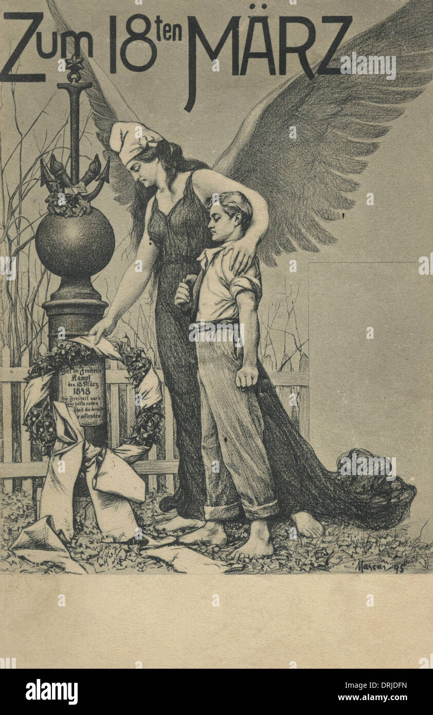 German political cartoon remembering 1848 struggles Stock Photo - Alamy