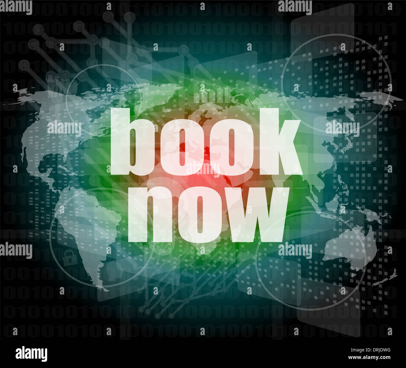 Marketing concept: words book now on digital screen Stock Photo - Alamy
