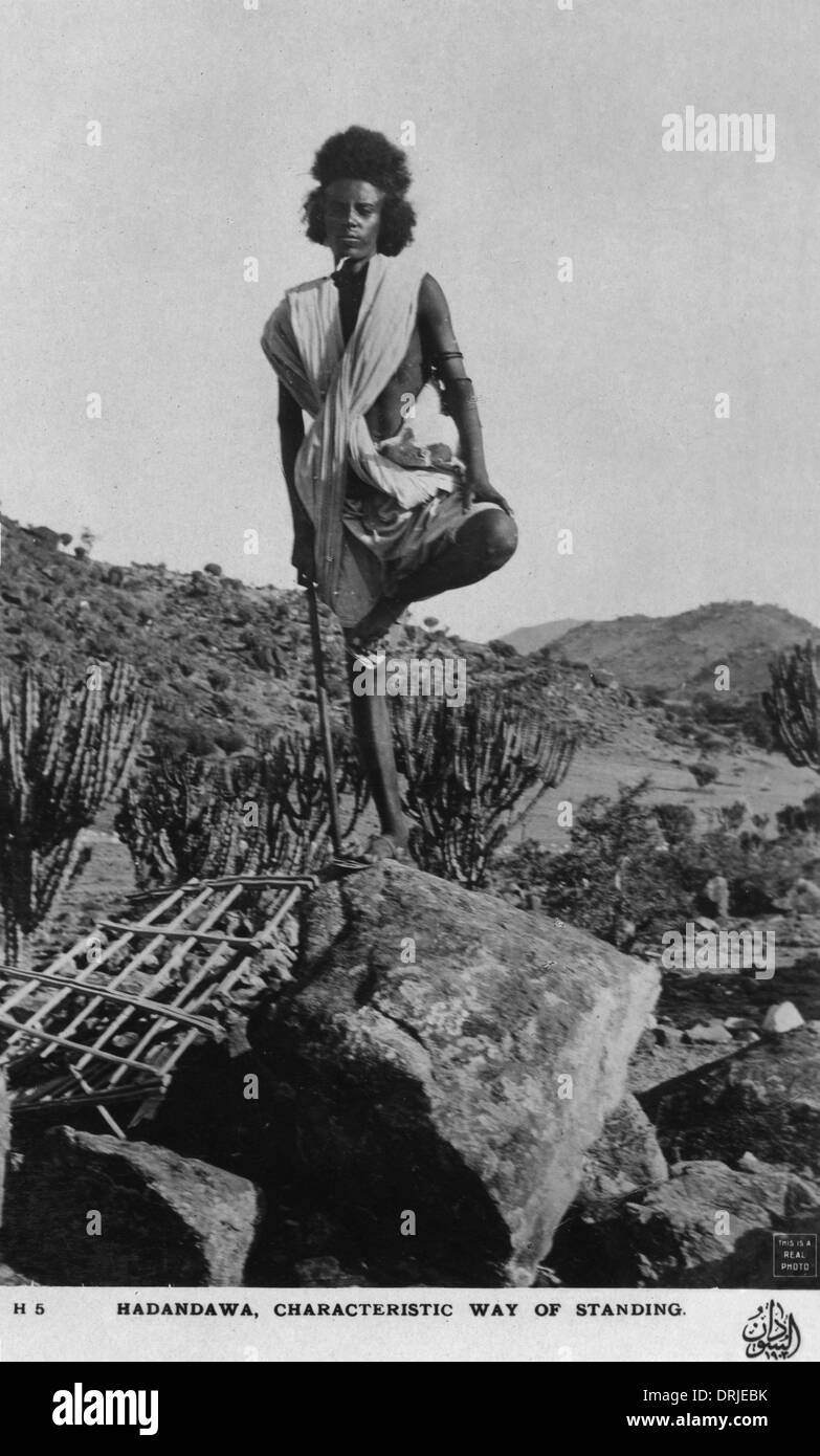 Hadendoa Man - Standing on one leg Stock Photo - Alamy