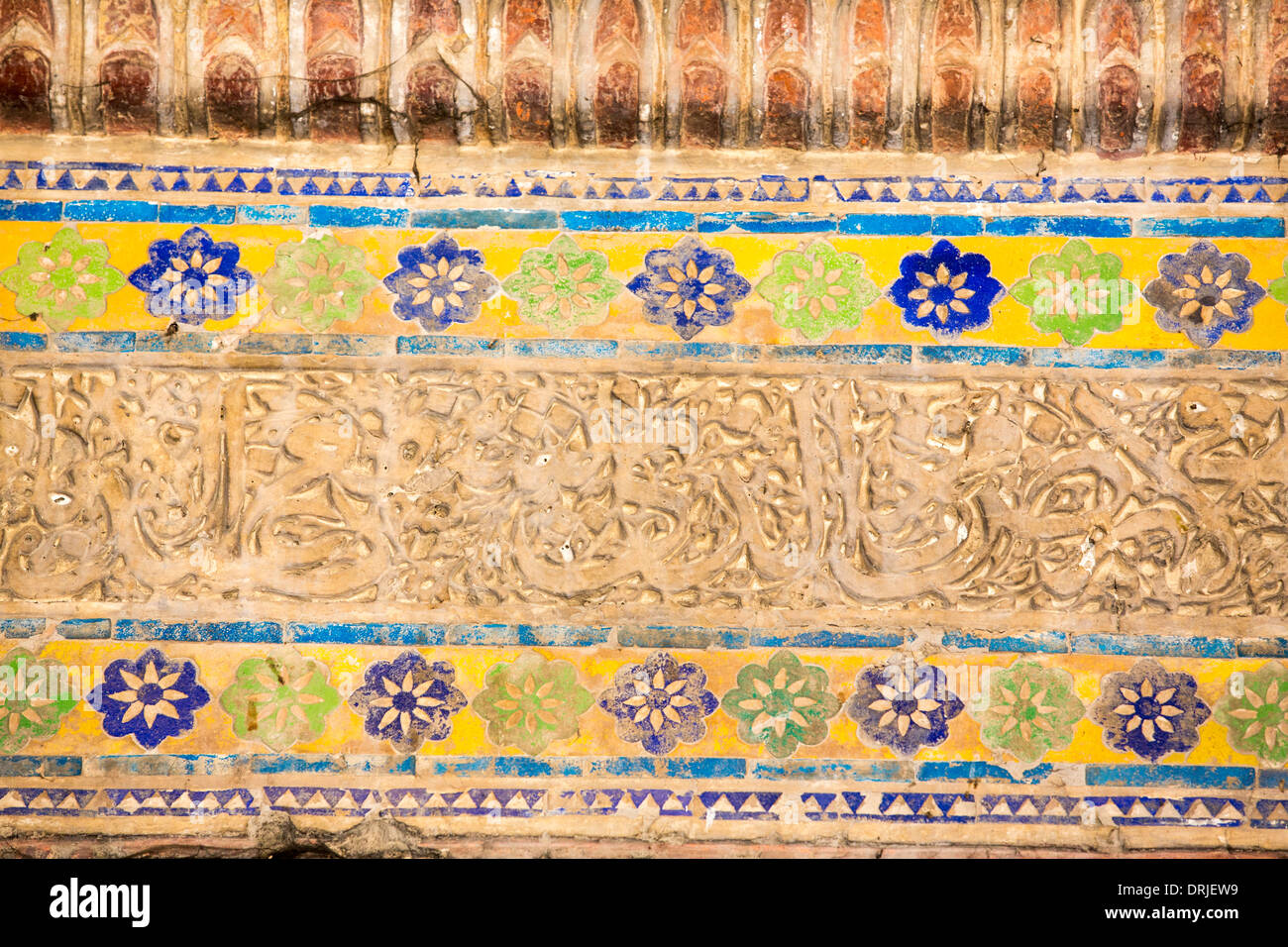 Ancient tiles in the Khair Ul Manazil, an ancient mosque in Delhi ...