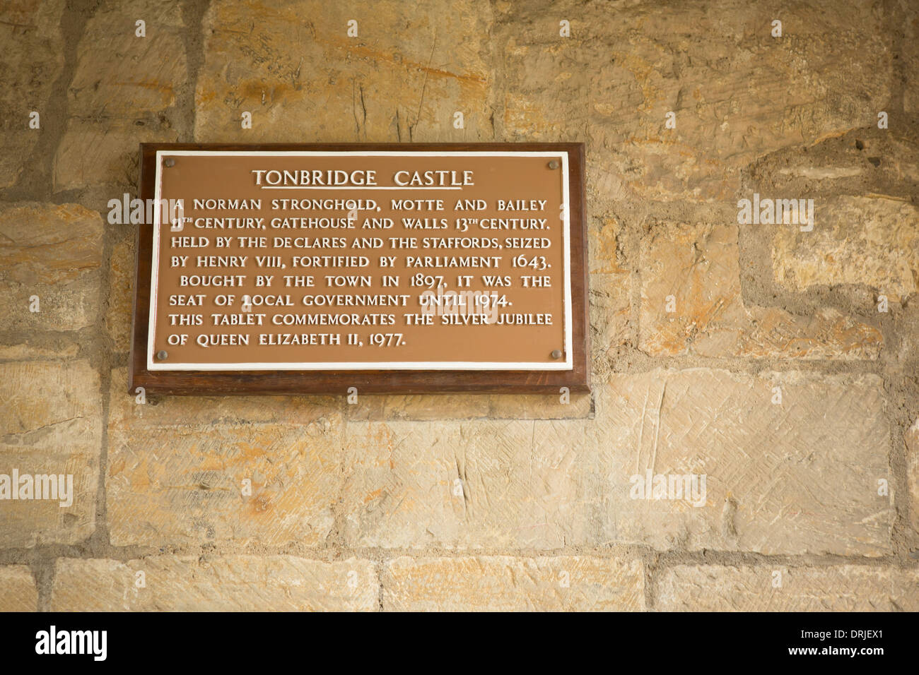 Norman Tonbridge Castle sign, Tonbridge, Kent, UK Stock Photo - Alamy