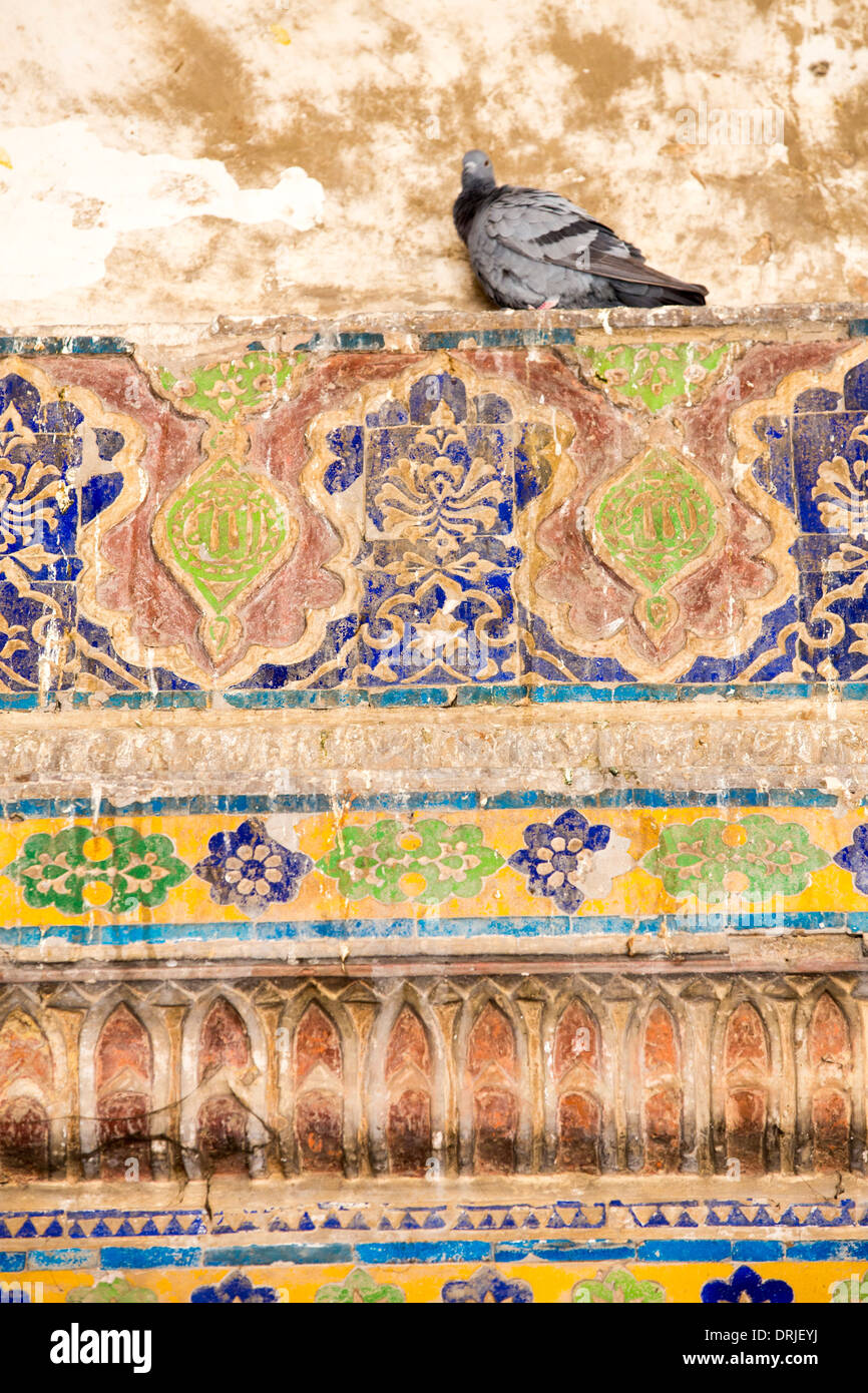 Ancient tiles in the Khair Ul Manazil, an ancient mosque in Delhi ...
