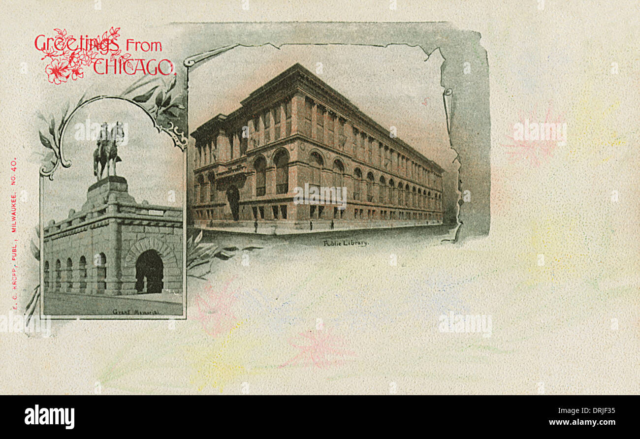 Chicago, Illinois, USA - Grant Memorial and Public Library Stock Photo ...