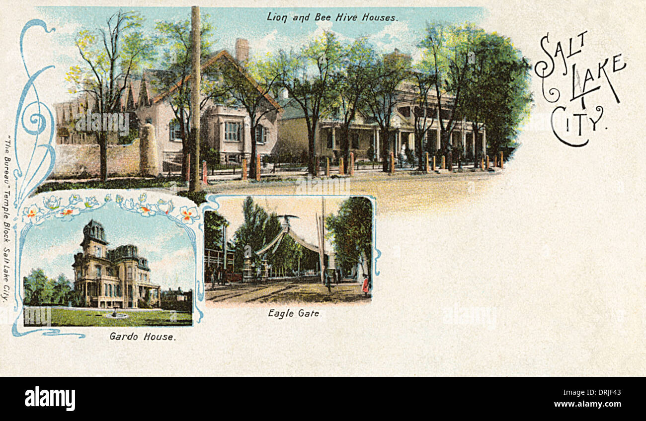 Salt Lake City, Utah, USA - Gardo House, Eagle Gate Stock Photo - Alamy