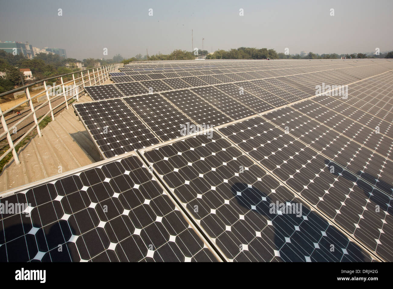 A 1 MW solar power station run by Tata power on the roof of an ...