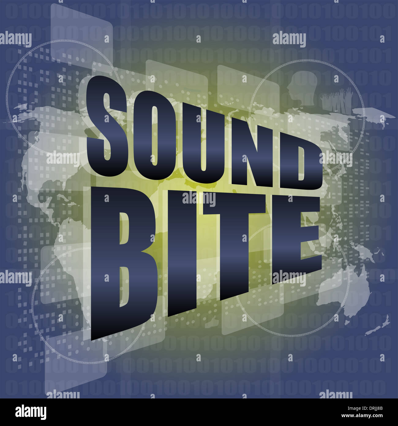 sound bite words on digital screen background with world map Stock ...