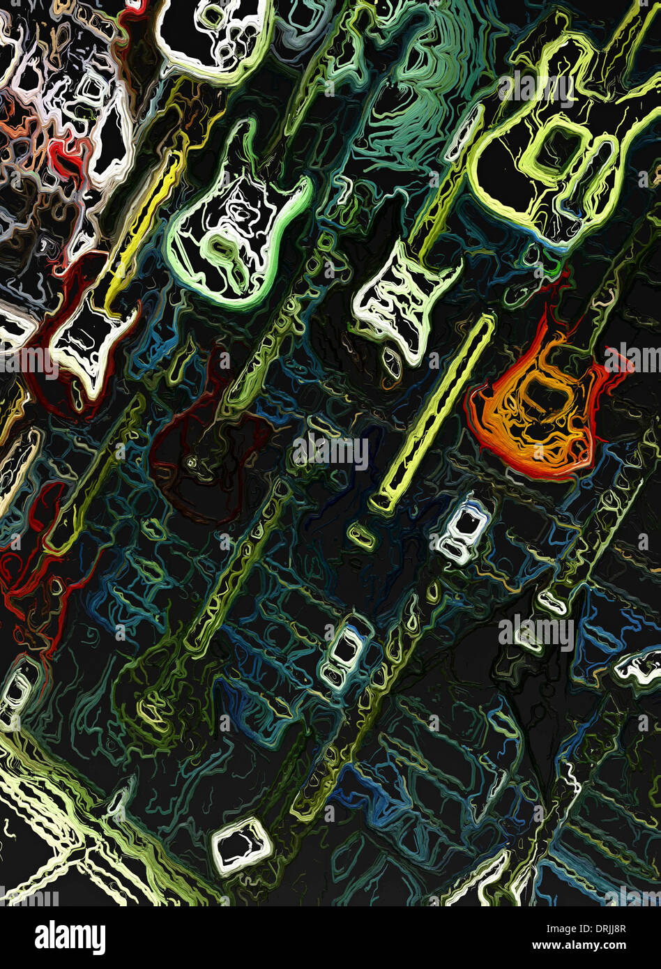 Abstract background with multi electric guitar shapes Stock Photo - Alamy
