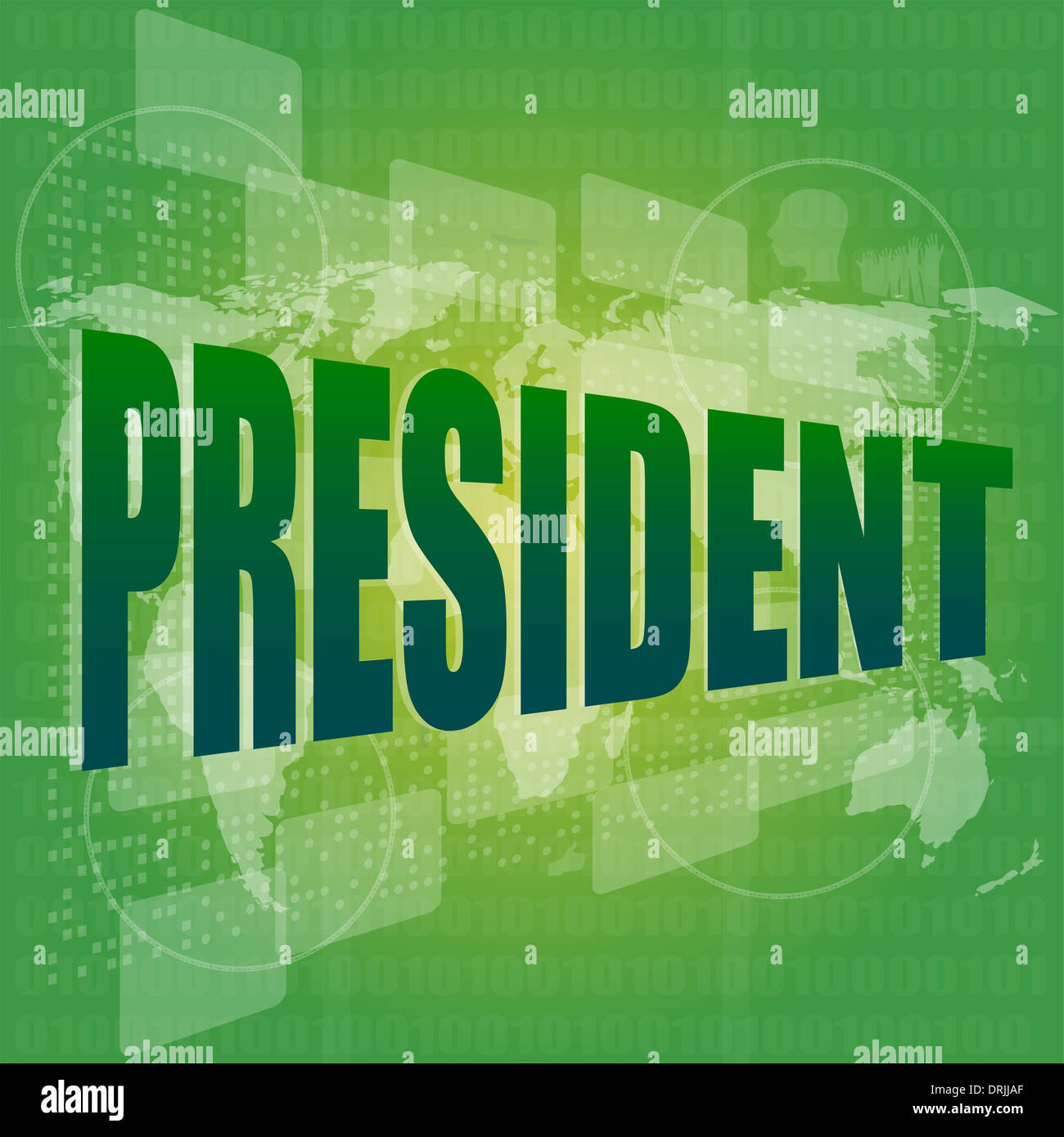 president words on digital screen with world map Stock Photo - Alamy
