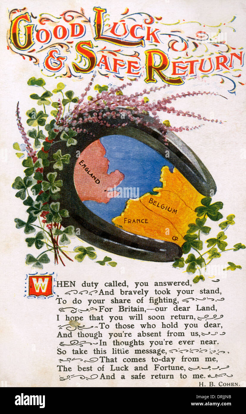 Good Luck Postcard - WWI era Stock Photo - Alamy