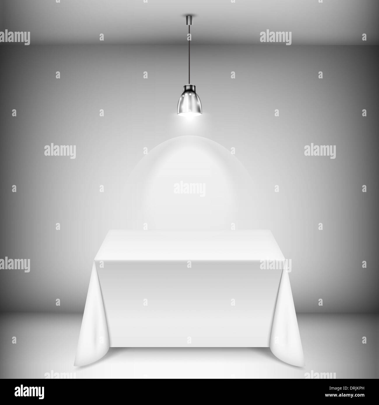 Table With Tablecloth Illuminated By Spotlight. Vector Illustration ...