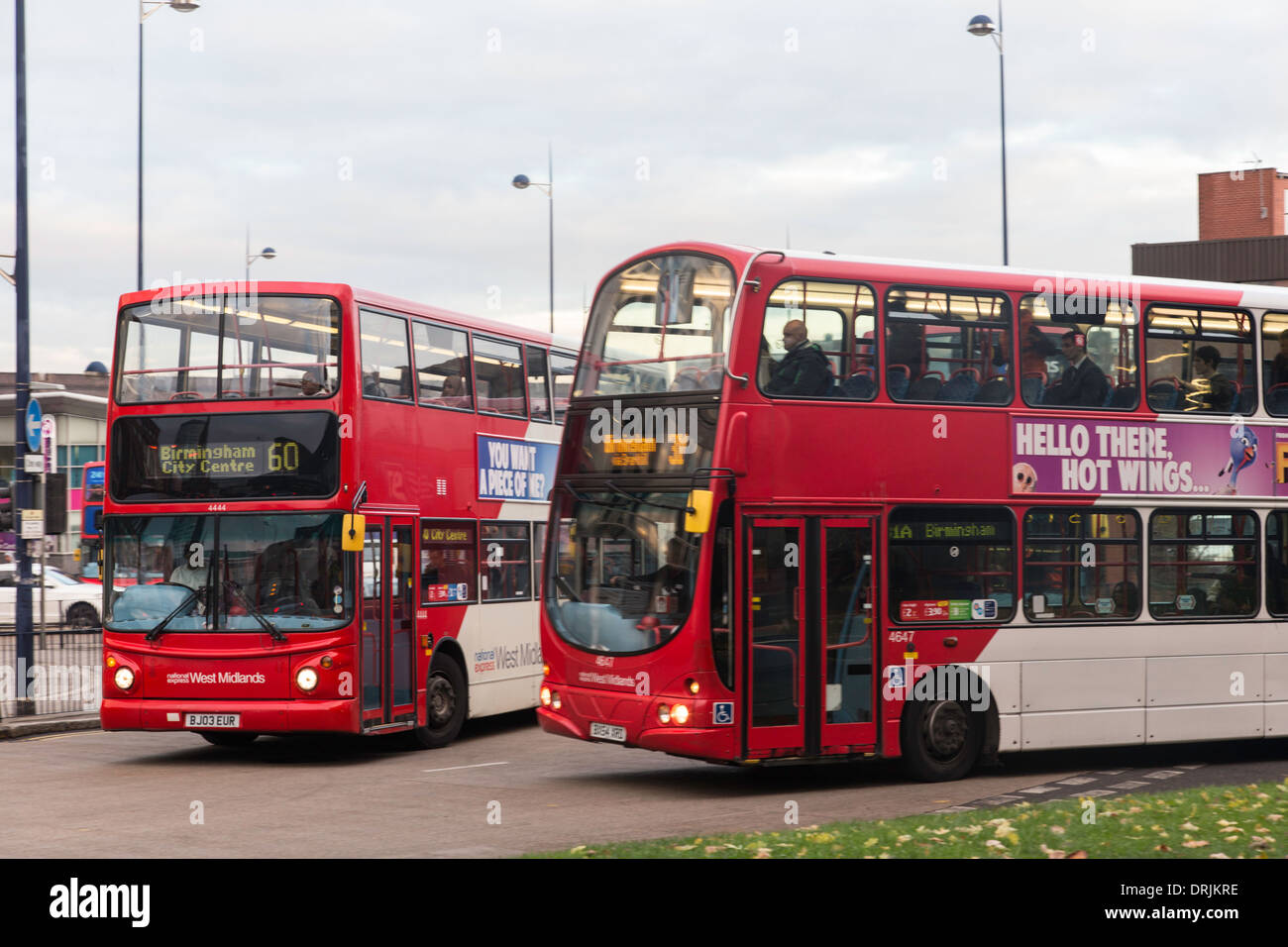 Double Decker buses in traffic queue, Birmingham, England, UK Stock ...