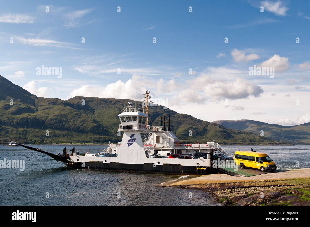 The Corran ferry docks on the Fort William side of Loch Linnhe Stock ...