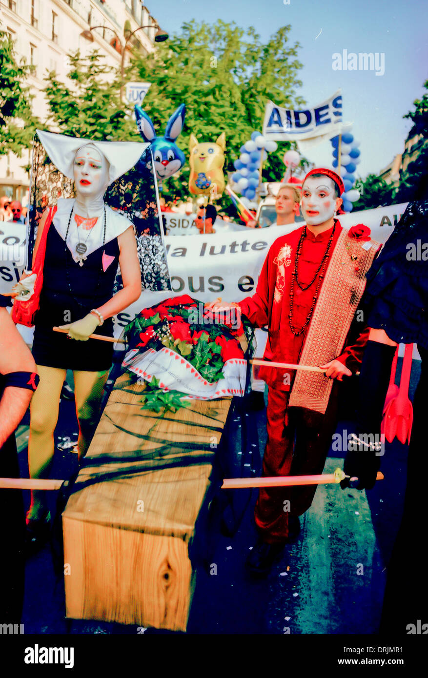Paris, France, Gay Pride Parade, AIDS Activists Carrying Casket ...