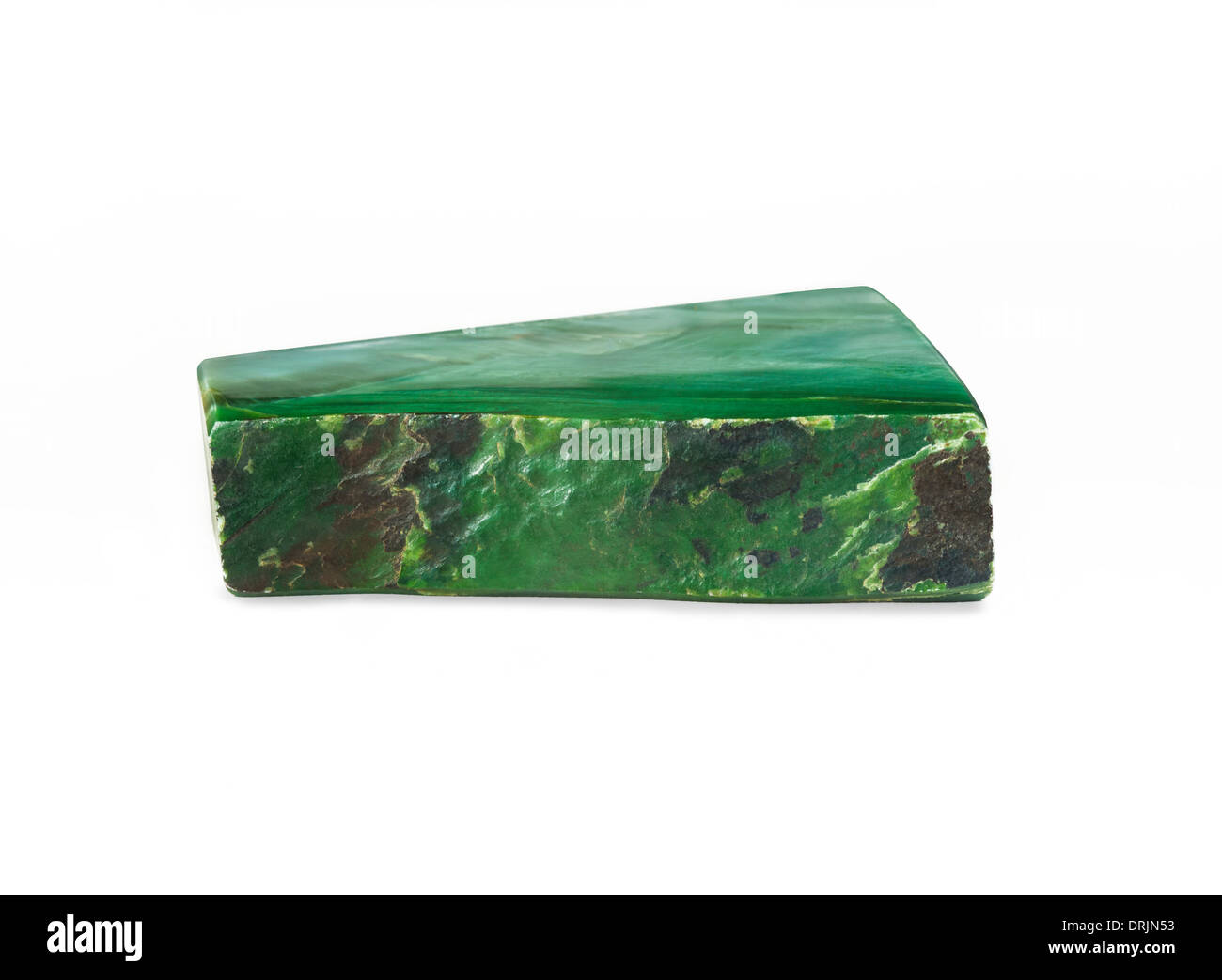 Nephrite Jade slab on white background Stock Photo - Alamy