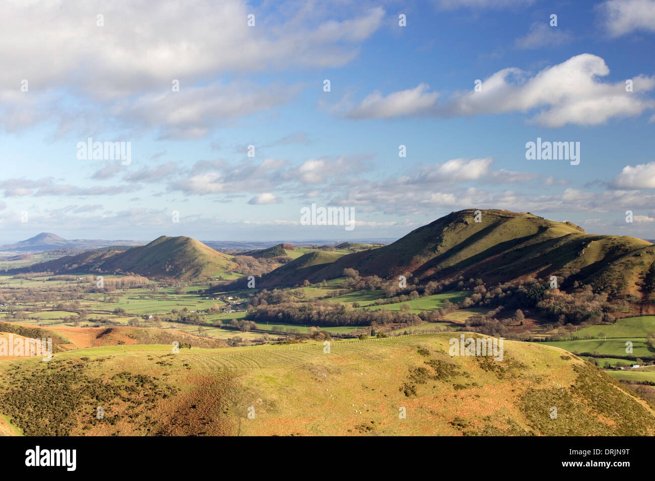 Caer Caradoc and The Lawley from the Long Mynd, Shropshire, England, UK ...