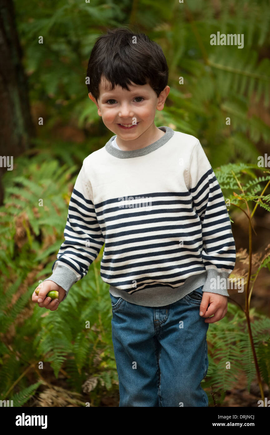 young boy model outdoors in forest enjoying lifestyle aged 4 Stock ...