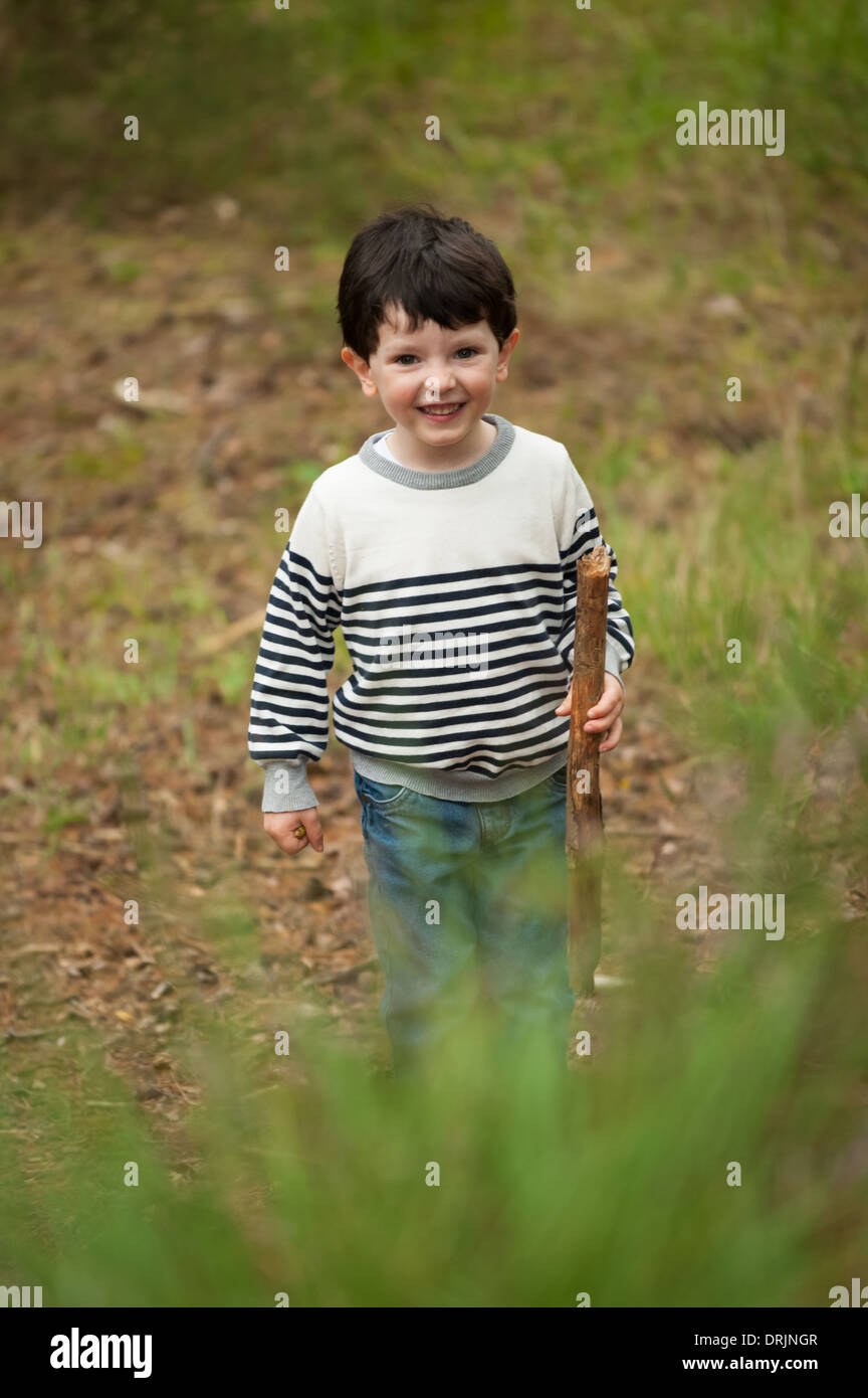 young boy model outdoors in forest enjoying lifestyle aged 4 Stock ...