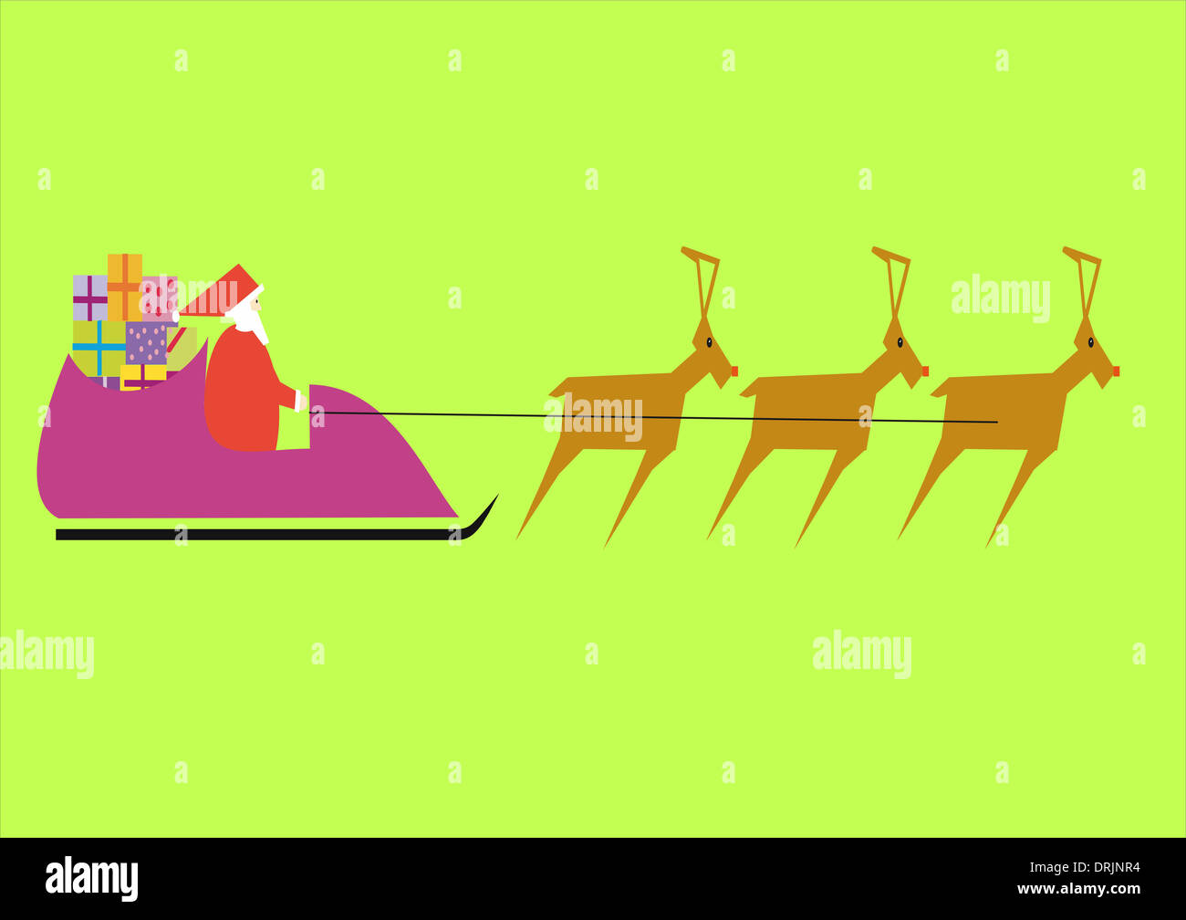Father Christmas in his Sleigh and Reindeer Stock Photo - Alamy