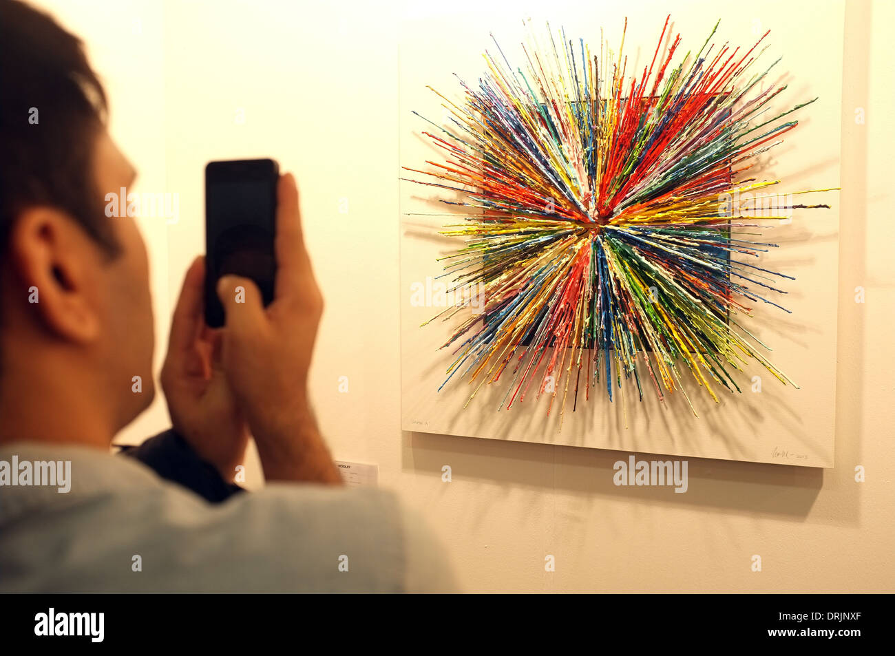 Visitor takes a photo of an artwork Stock Photo - Alamy