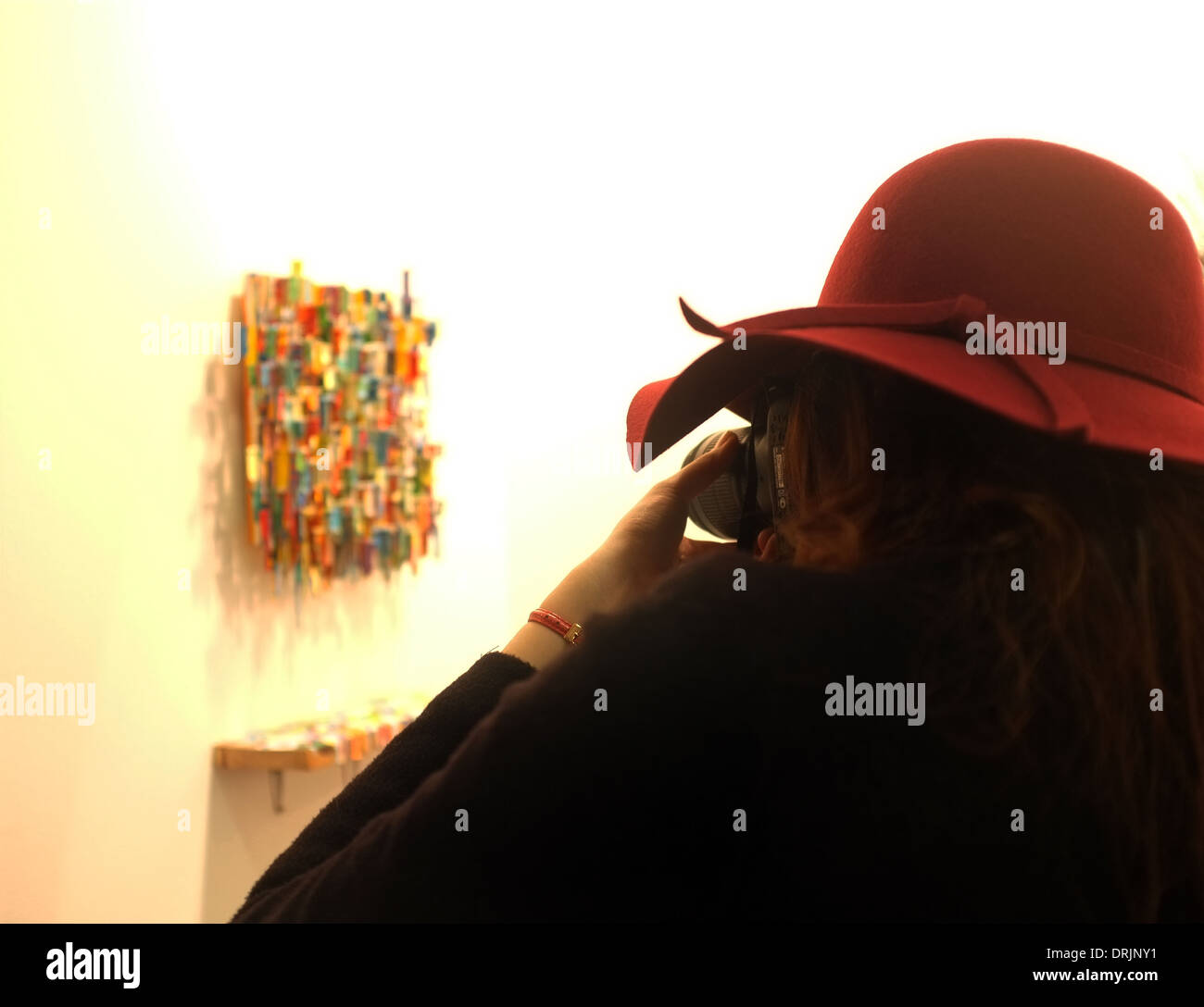 Visitor takes a photo of an artwork Stock Photo - Alamy