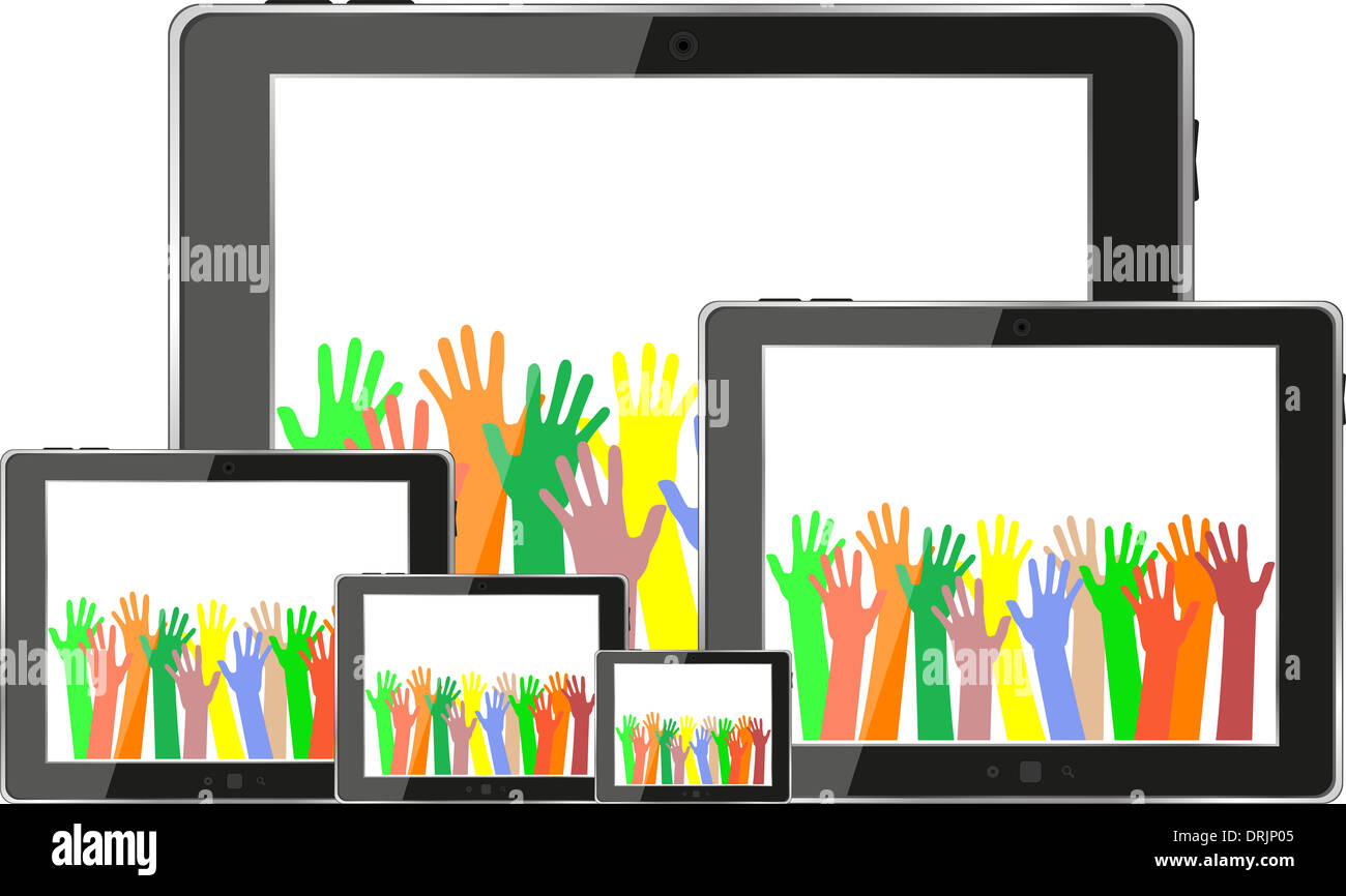 touch tablet pc computer modern technology with hands Stock Photo - Alamy