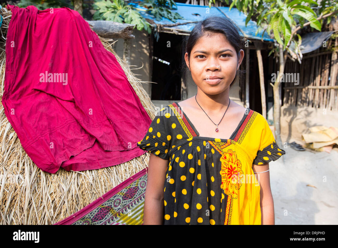 Villagers in a remote subsistence farming village on an island in the ...