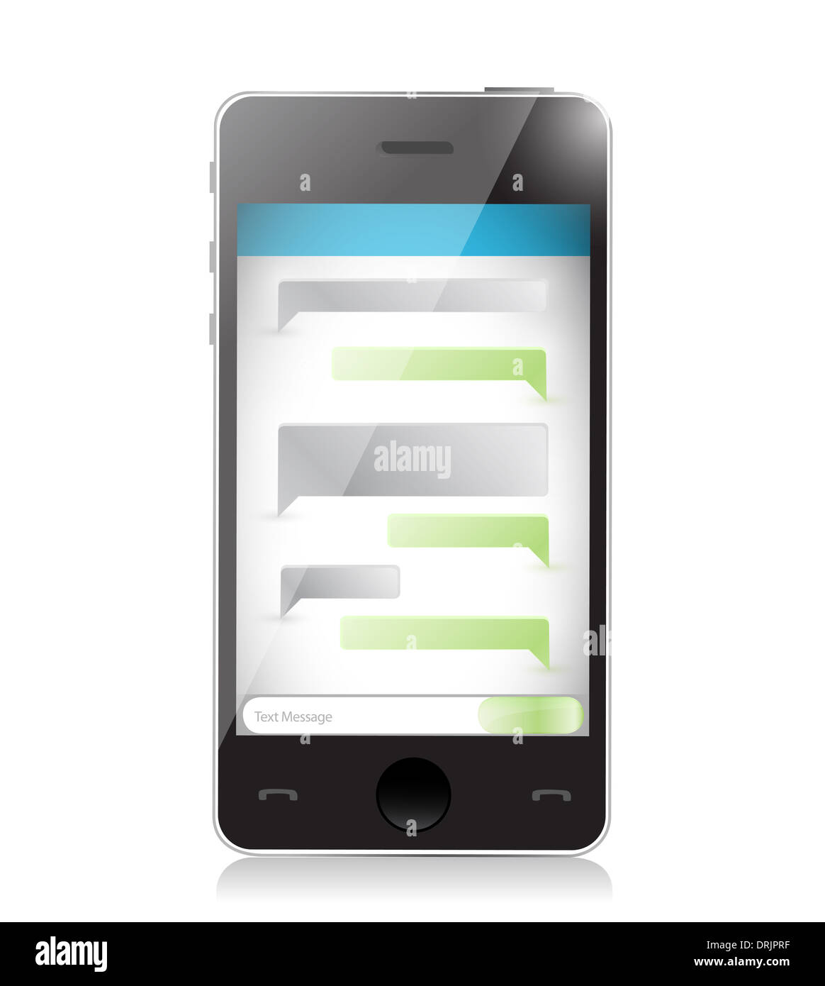 text message communication using a smartphone. illustration design over ...