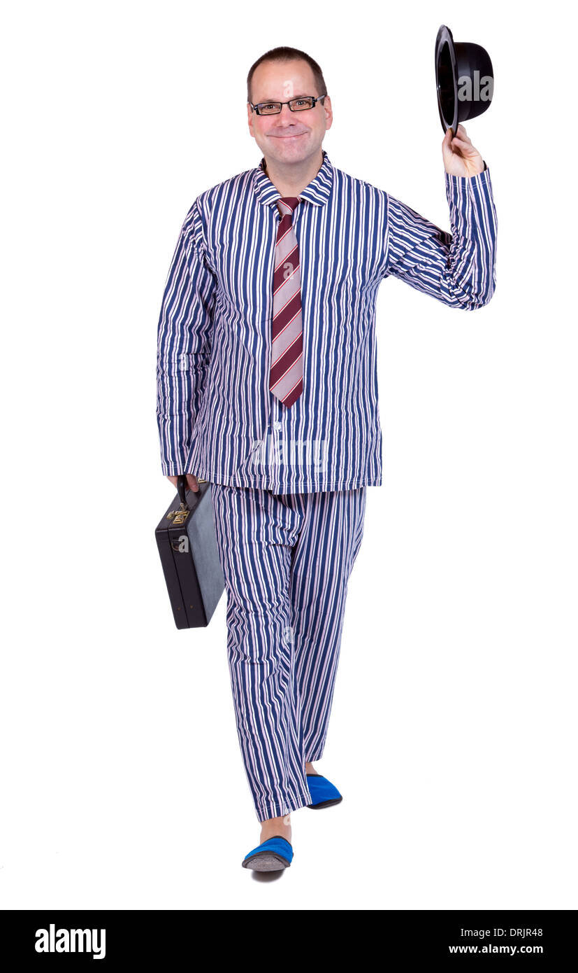 Businessman work in pajamas Cut Out Stock Images & Pictures - Alamy